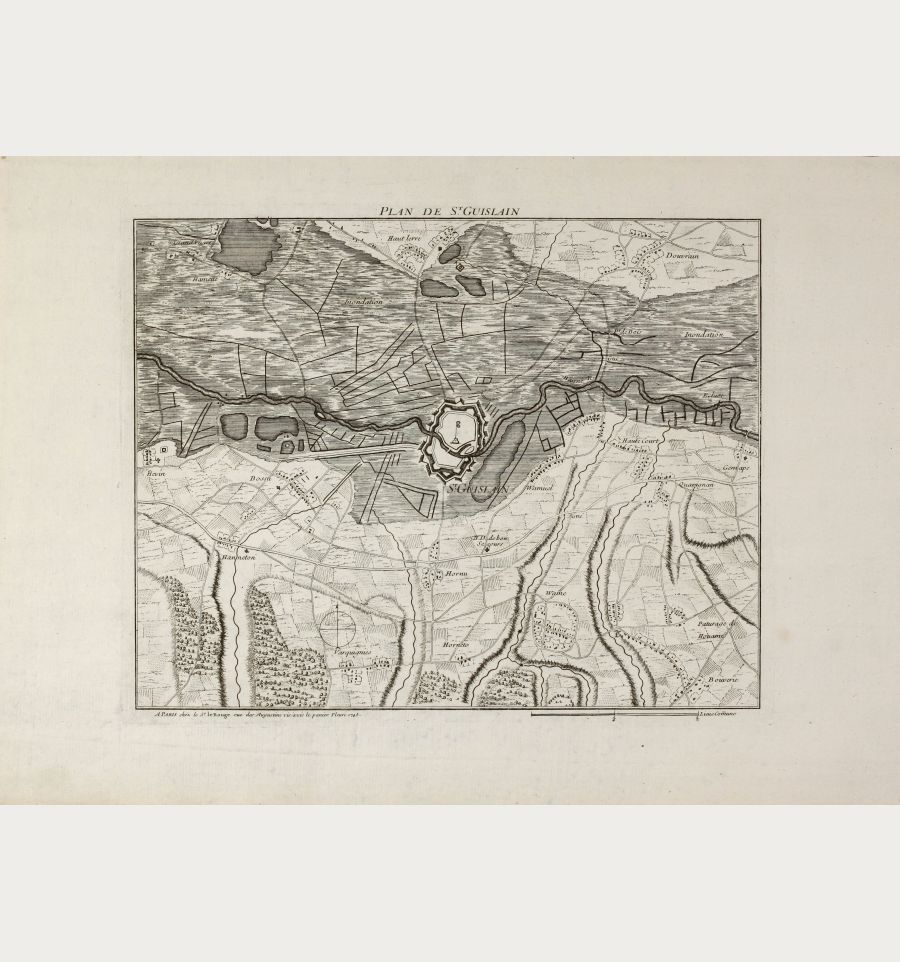 le Rouge: Plan de St. Guislain, Belgium, Hainaut, Saint-Ghislain, 1745