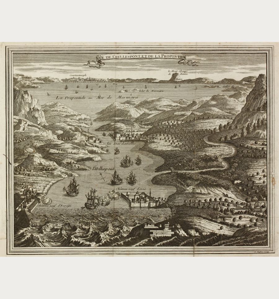 Duflos: Vue de l'Hellespont et de la, Turkey, Constantinople, Bosporus ...