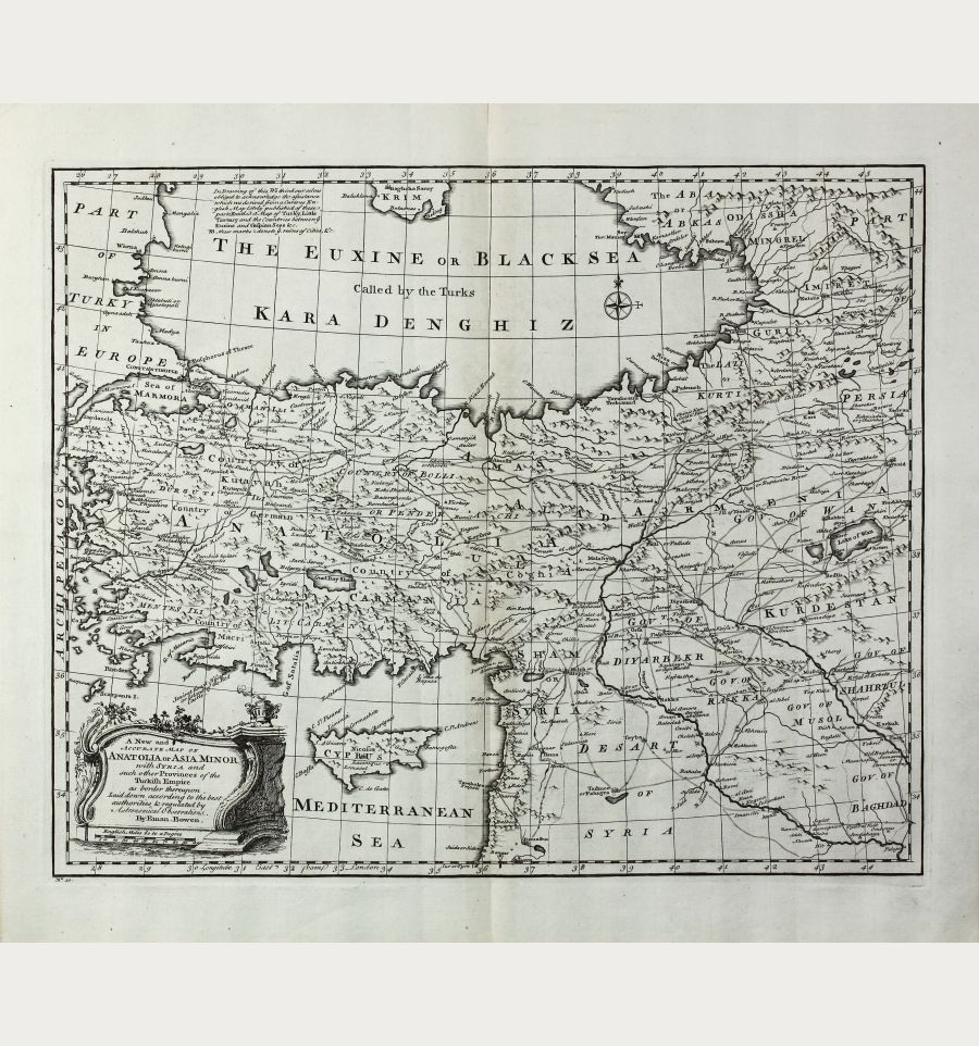 Bowen: A New and Accurate Map of Anatolia or, Turkey, Black Sea, Cyprus ...