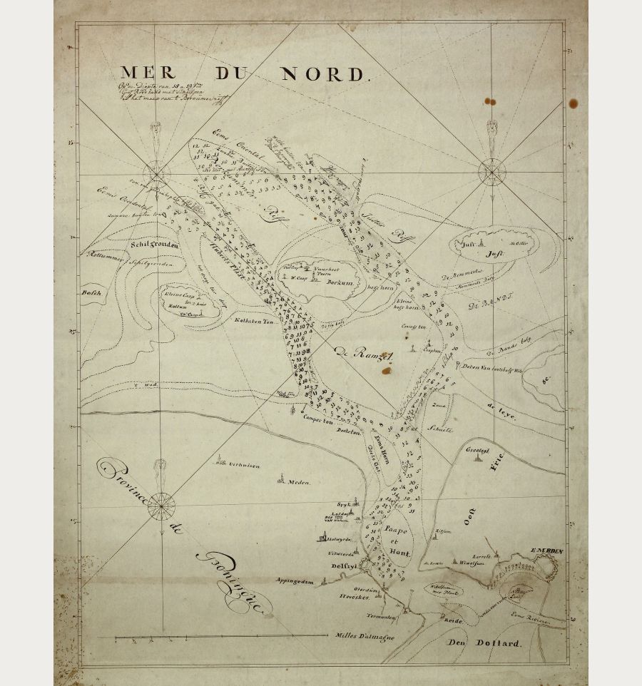Anonymous: Manuscript Chart of the Wadden Sea at, Germany, Waddenzee ...