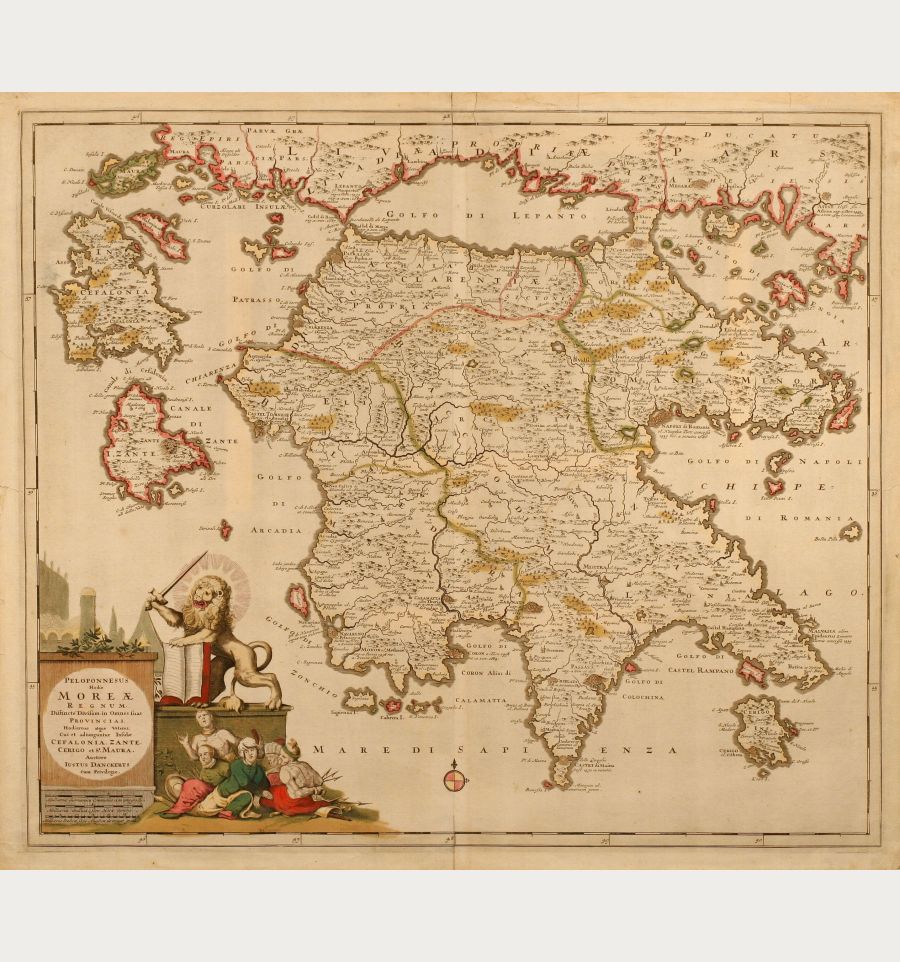 Danckerts: Peloponnesus Hodie Moreae Regnum, Greece, Peloponnese, 1690